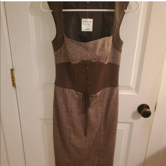 bebe | Dresses | Bebe Tweed Brown Corset Dress | Poshmark